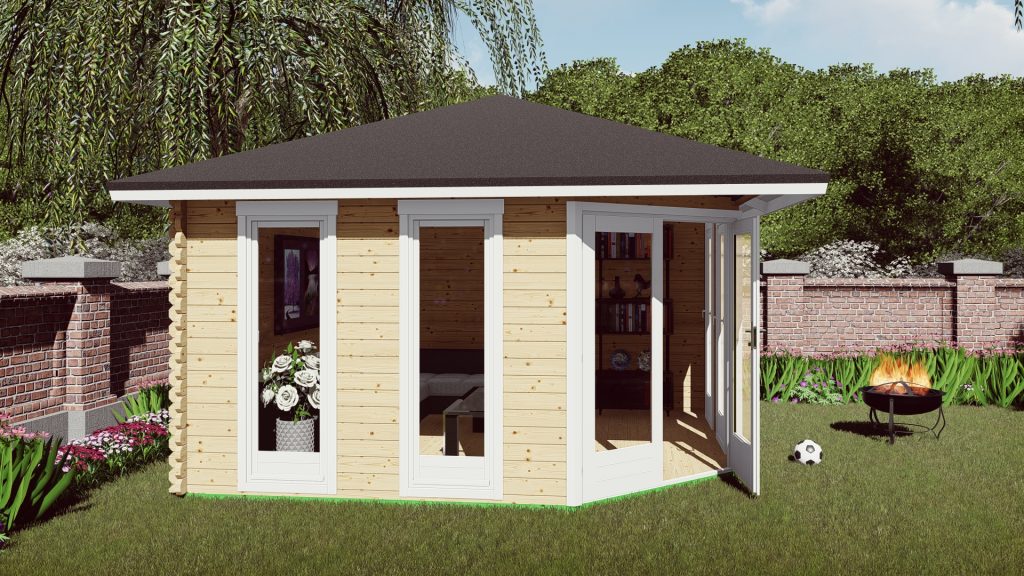 Corner Cabin 40mm Cambridge 4mx4m - AL Timber