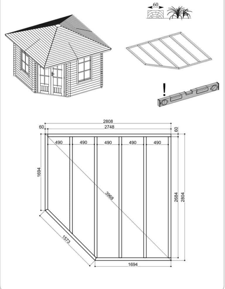 Angus Corner Log Cabin 3m x 3m (28mm) - AL Timber