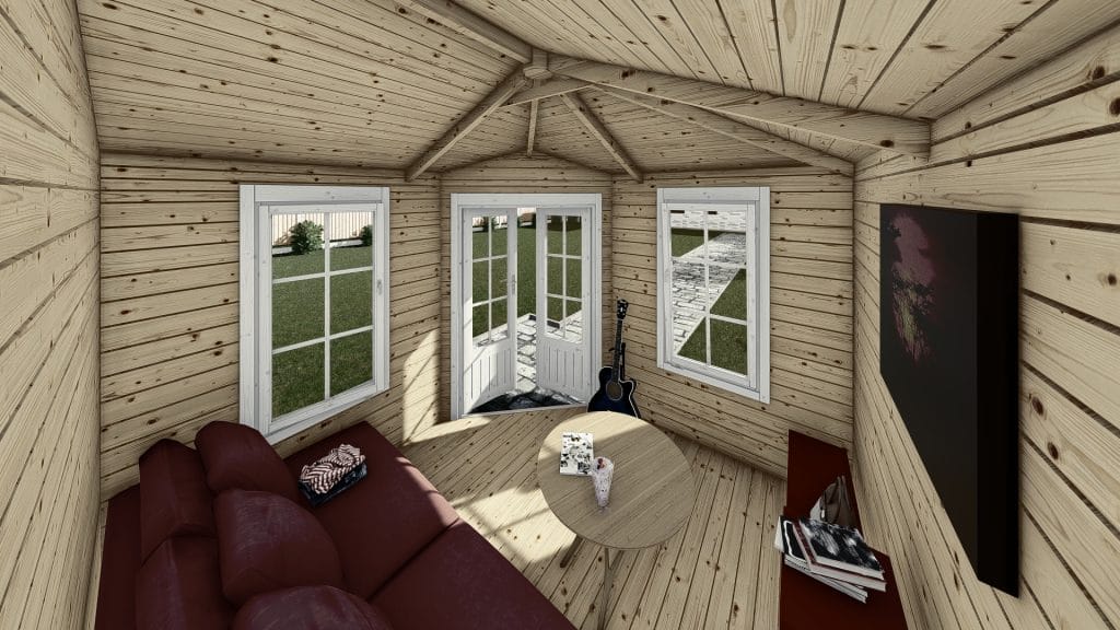 Reem2 Corner Log Cabin 4.5m x 3m (28mm) - AL Timber